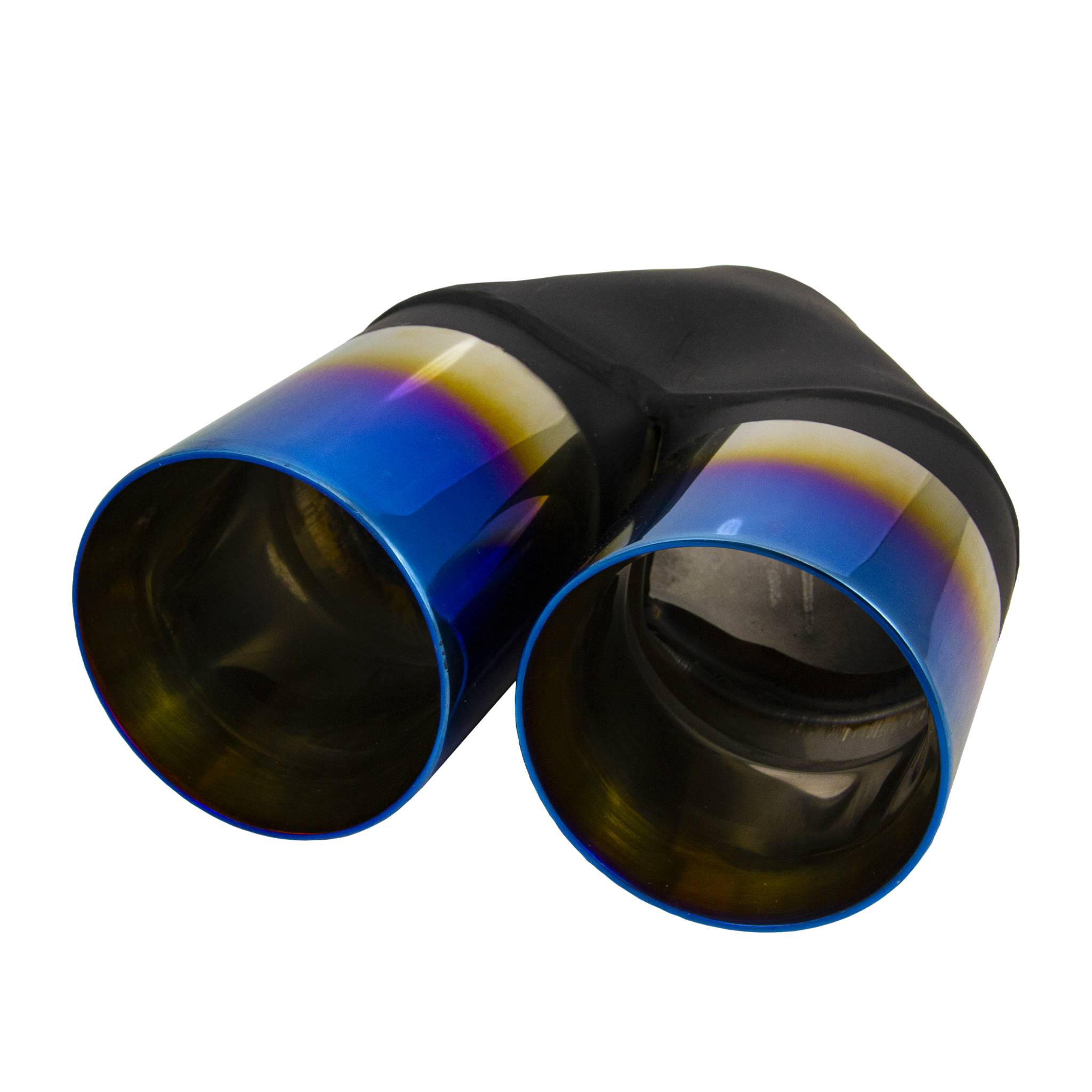 Y-PIECE 3.5" Exhaust Tip Titanium Blue Finish Double Wall Staggered ...
